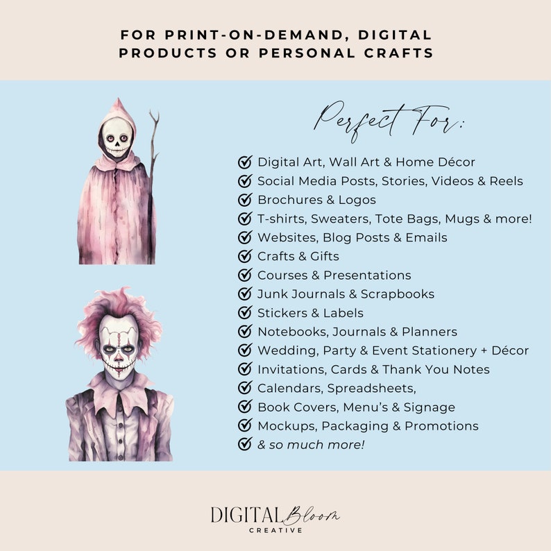 Pink Halloween Clowns Clipart Spooky PNG Graphics Circus Halloween Clip ...