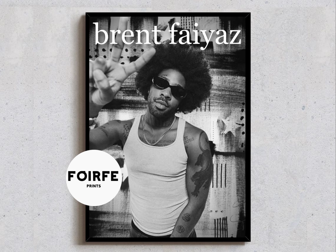 Brent Faiyaz Black and White Poster, Digital Print, Urban, Abstract ...