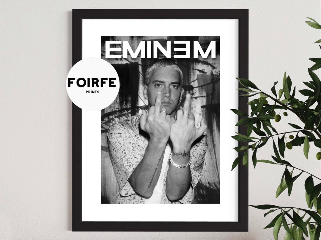 Eminem Black and White Poster, Digital Print, Urban, Abstract, Home ...