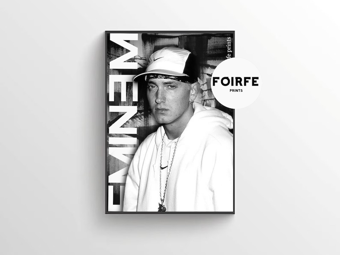 Eminem Black and White Poster, Digital Print, Urban, Home Decor, Wall ...