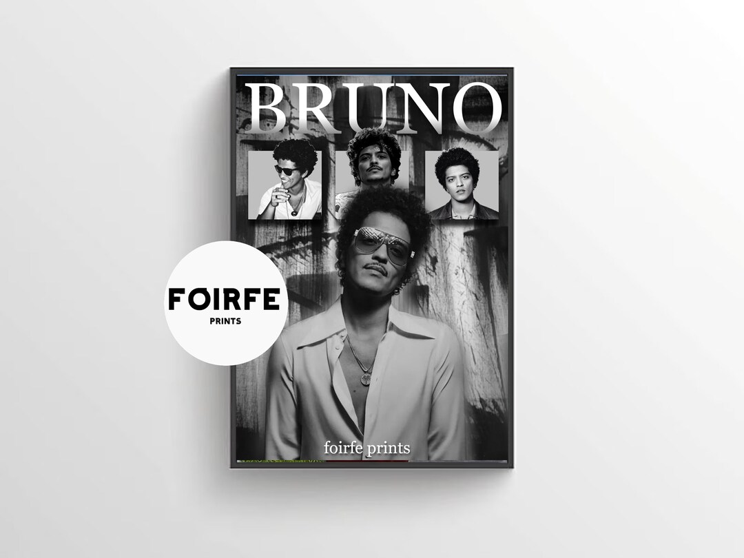 Bruno Mars Black and White Poster, Digital Print, Urban, Home Decor ...