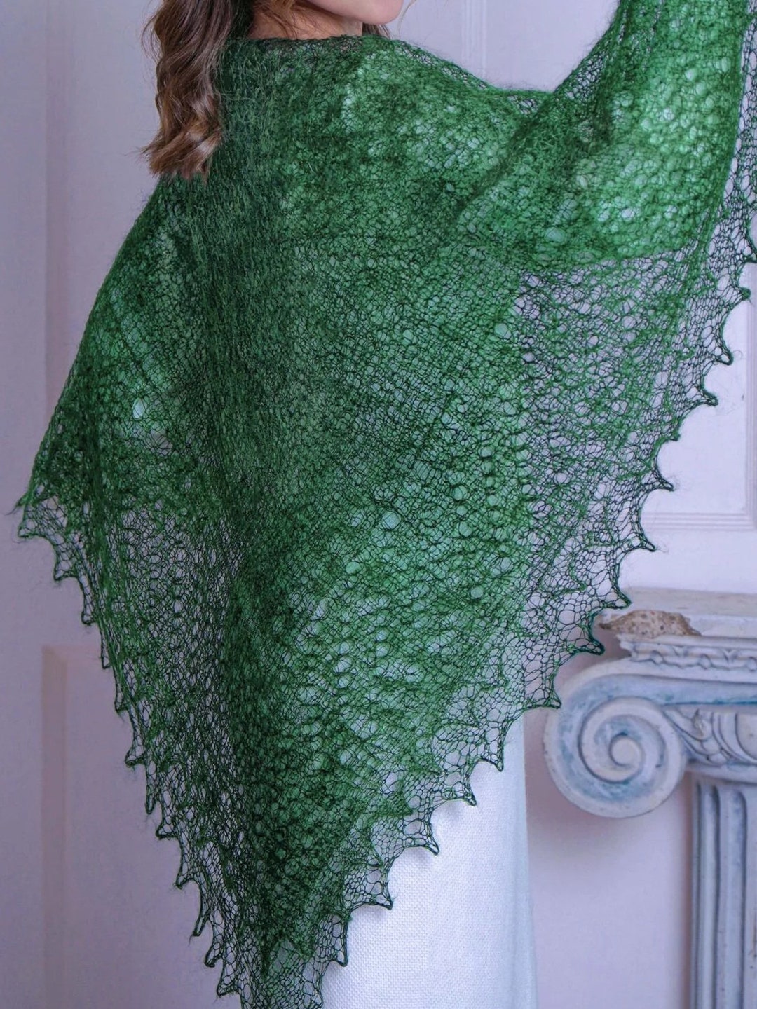 Handmade Green Color Goat Down Shawl , Orenburg Lace Shawl , Slavic ...