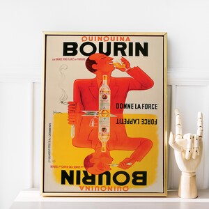 Vintage Bourin French Advertising Poster: Retro Restaurant Art (digital ...