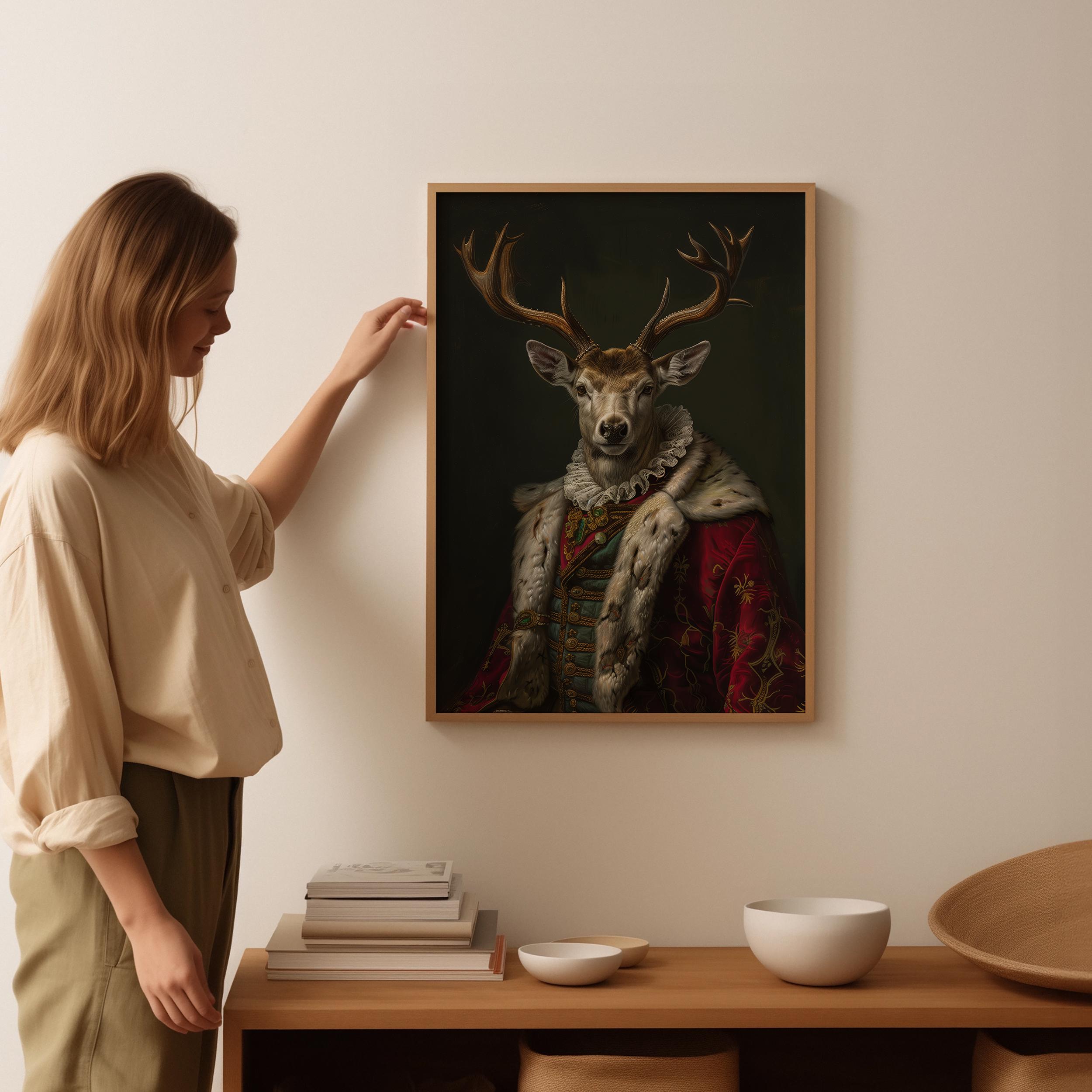 Vintage Stag Portrait Poster, Altered Art Print, Deer Digital Download ...
