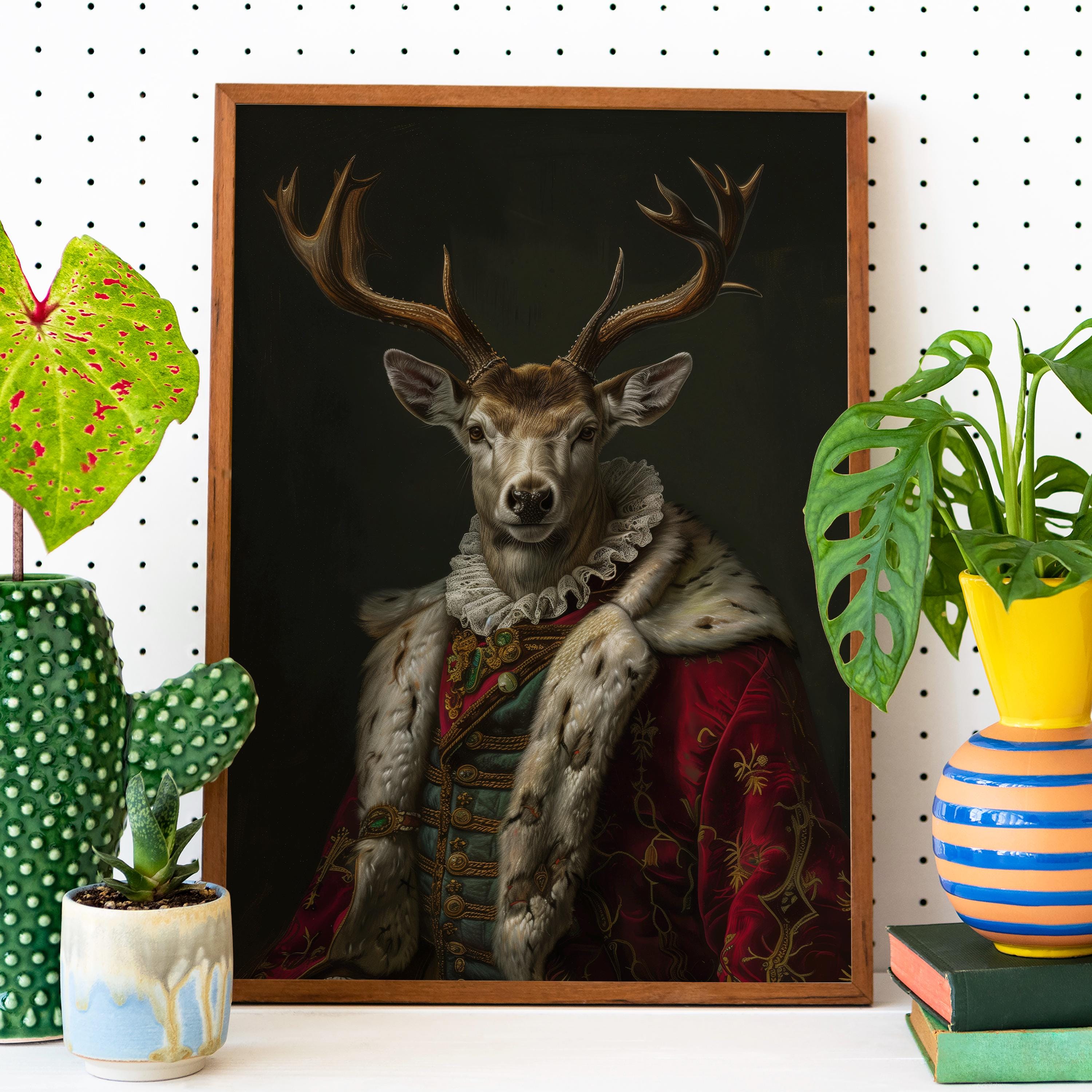 Vintage Stag Portrait Poster, Altered Art Print, Deer Digital Download ...