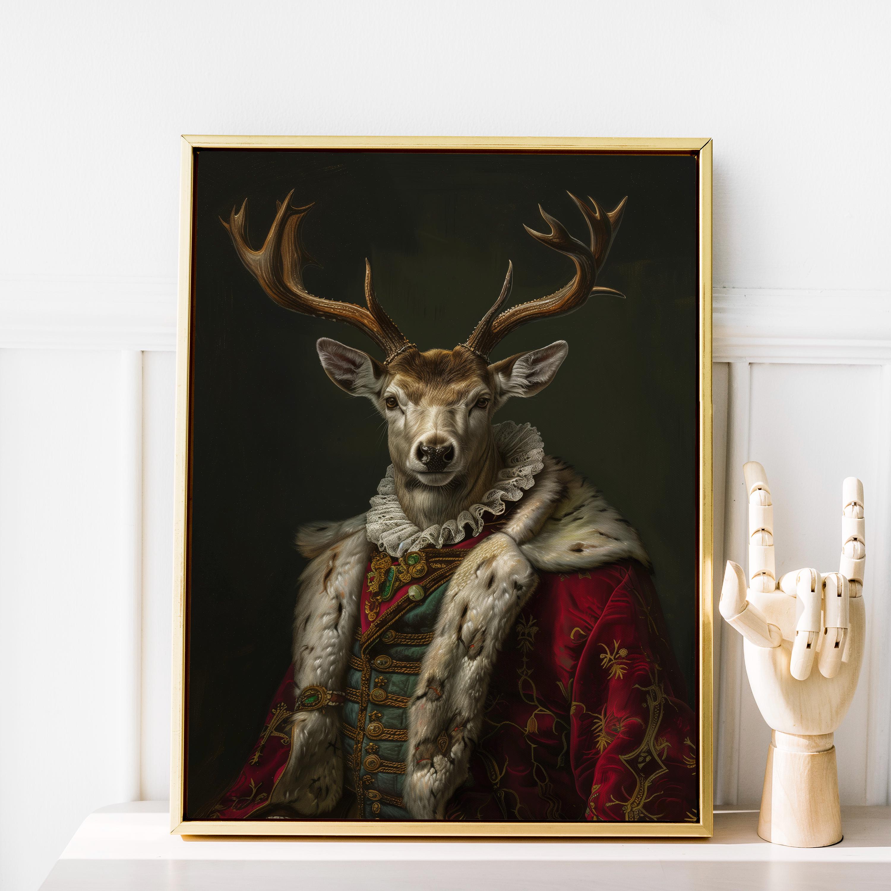 Vintage Stag Portrait Poster, Altered Art Print, Deer Digital Download ...
