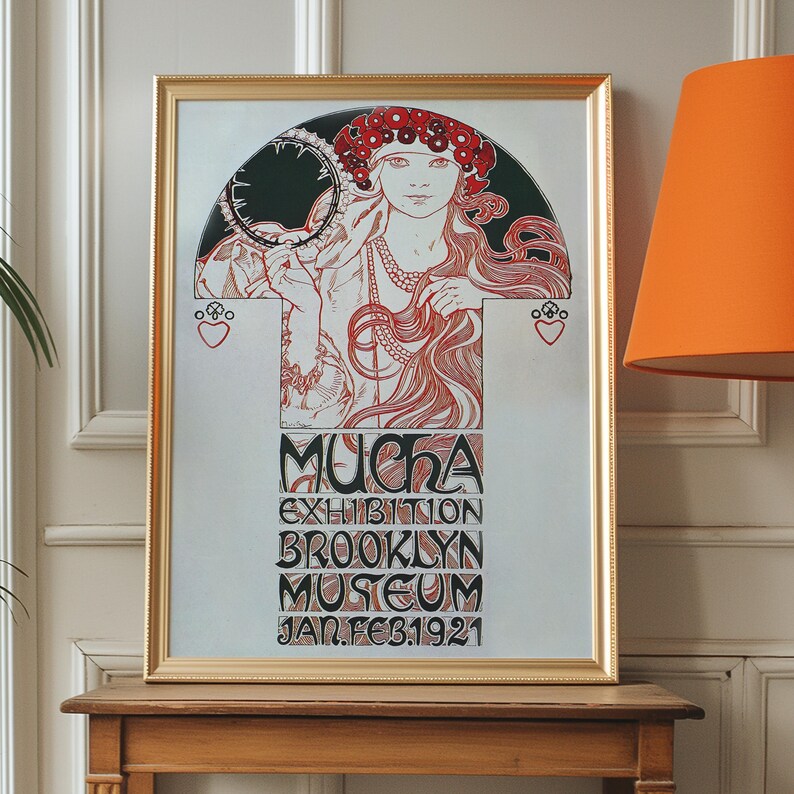 Vintage Alphonse Mucha Exhibition Poster, Art Nouveau Digital Download ...