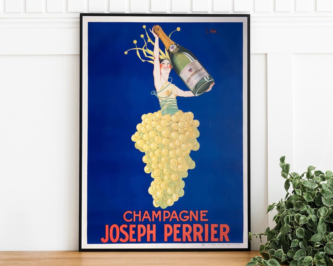 Vintage Joseph Perrier Champagne Poster, Retro Printable Art Poster ...