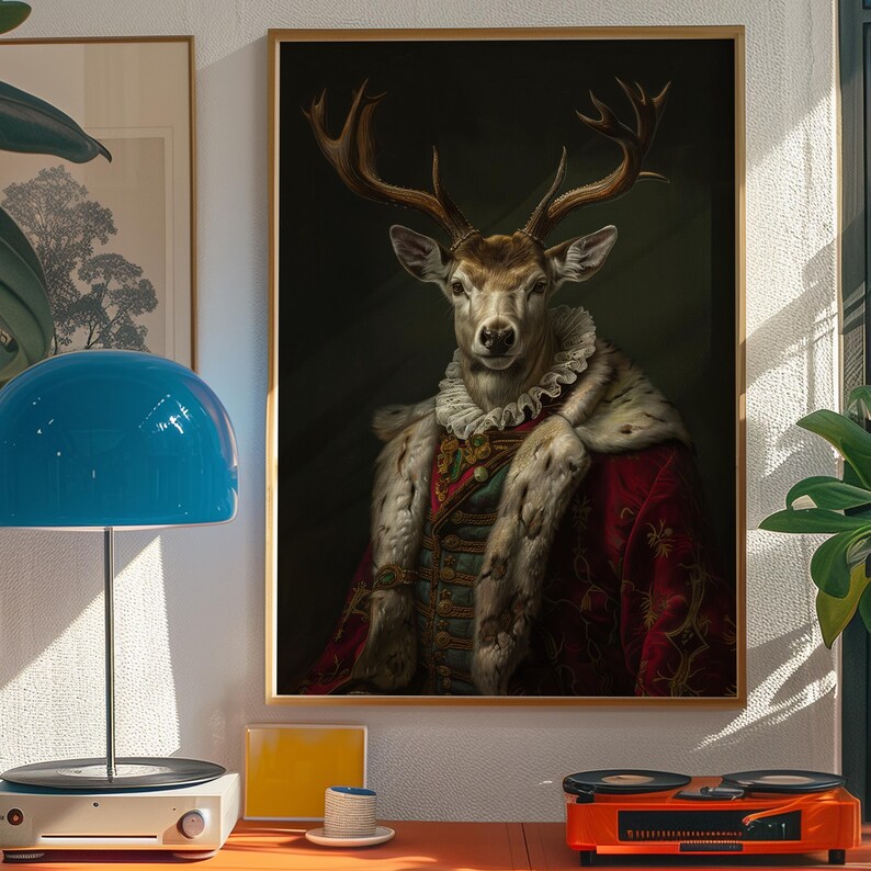 Vintage Stag Portrait Poster, Altered Art Print, Deer Digital Download ...