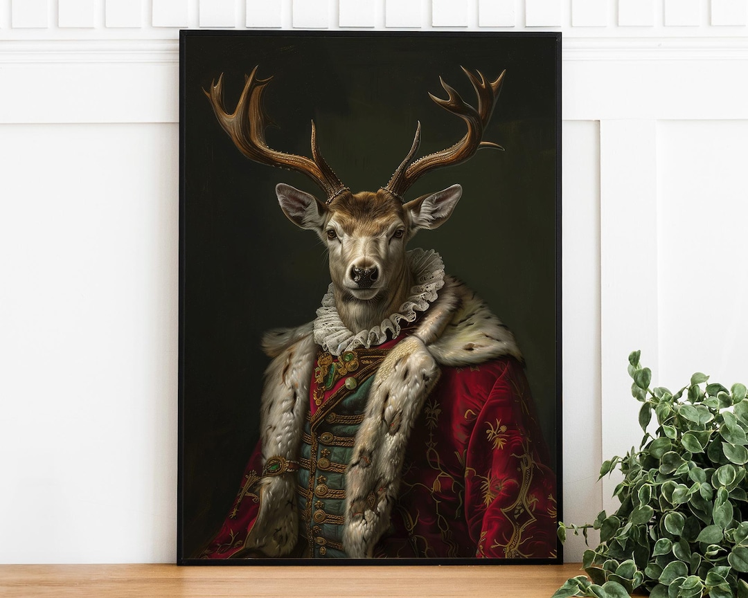 Vintage Stag Portrait Poster, Altered Art Print, Deer Digital Download ...