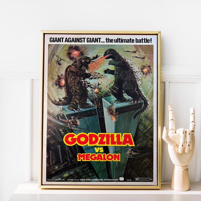 Classic Godzilla Vs Megalon Movie Poster, Vintage Digital Download ...