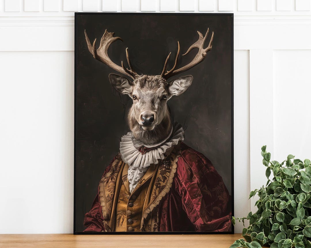 Stag Portrait Poster, Vintage Altered Art Print, Digital Download ...