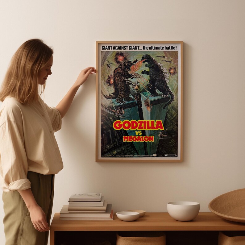 Classic Godzilla Vs Megalon Movie Poster, Vintage Digital Download ...