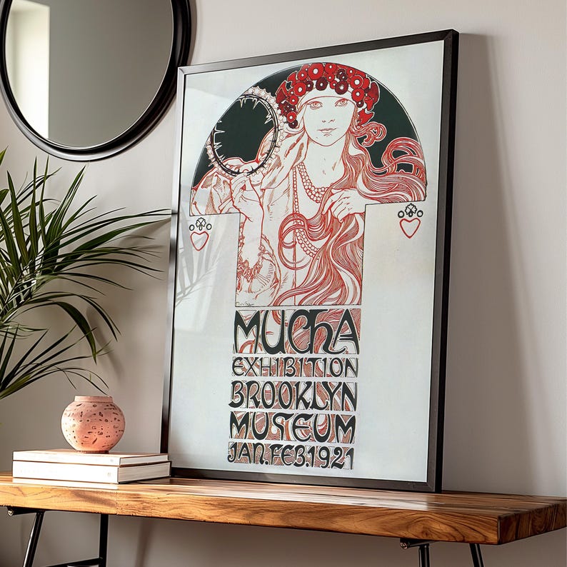Vintage Alphonse Mucha Exhibition Poster, Art Nouveau Digital Download ...