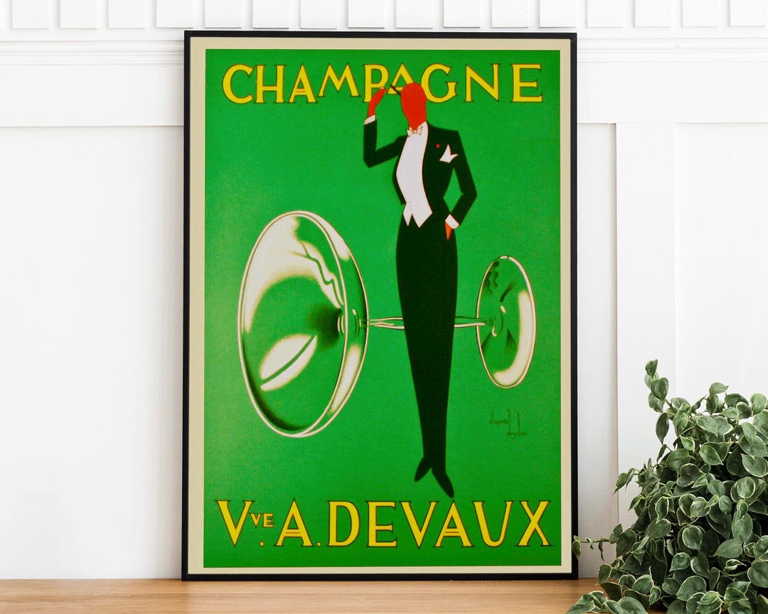 Vintage French Champagne Poster, Digital Download, Retro Printable Art ...