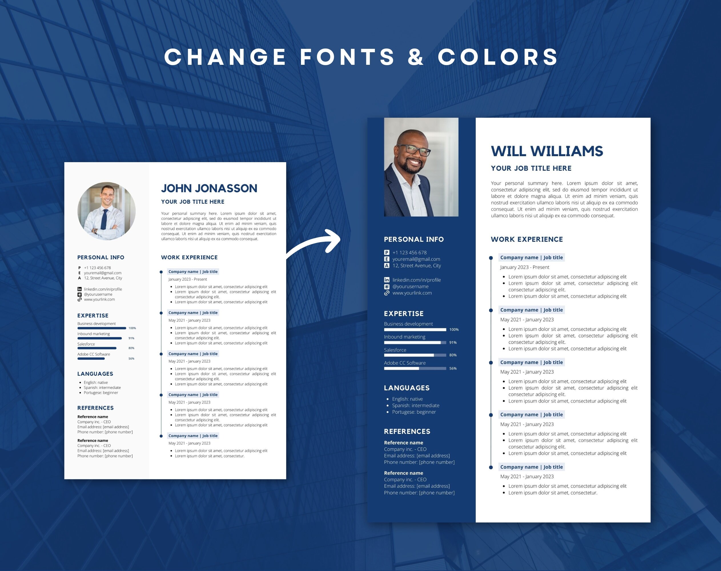Professional Resume / CV for Men: ATS Friendly and Fully Editable Canva ...