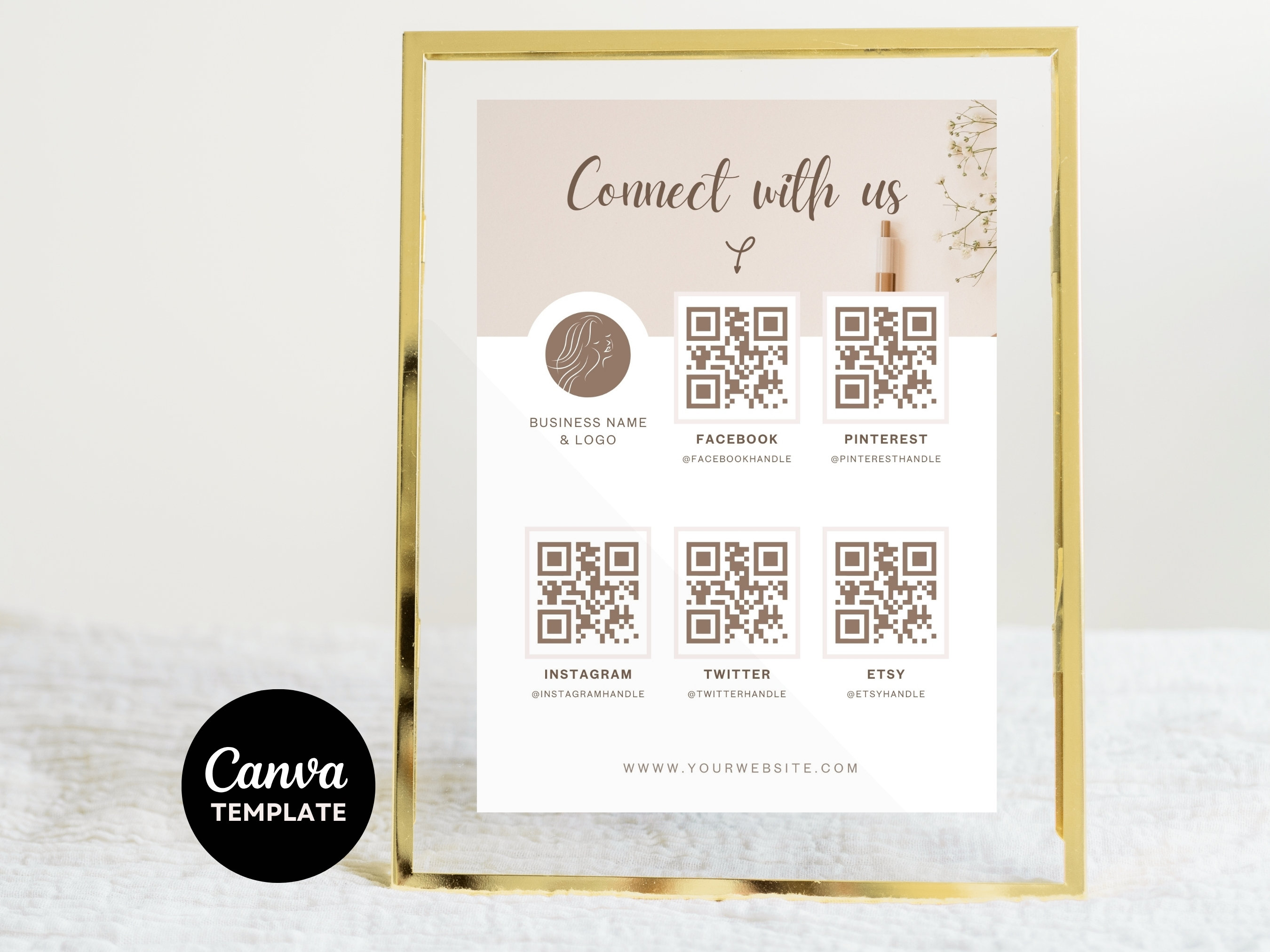 Social Media QR Code Sign Canva Template for Small Businesses | Let’s ...