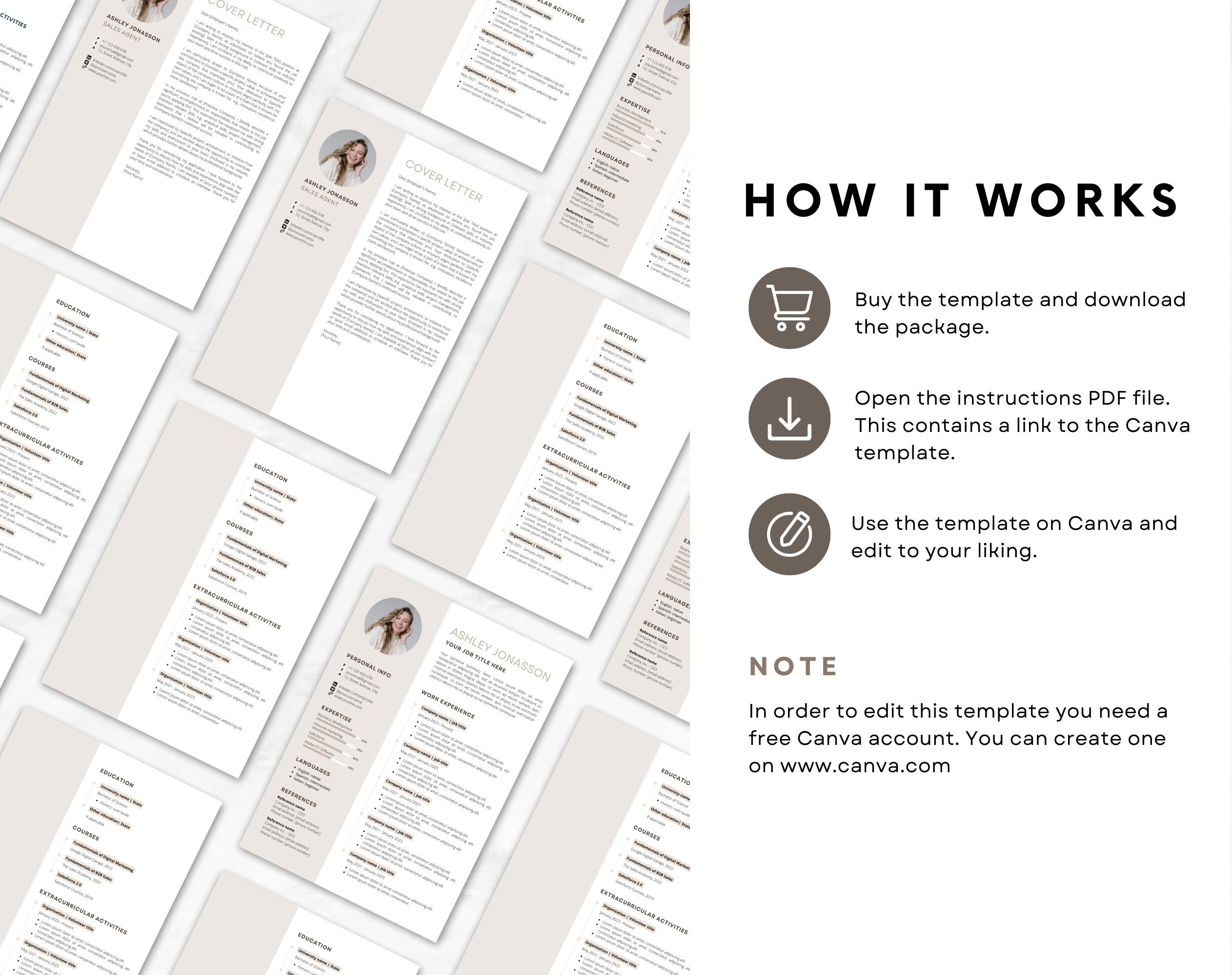 Aesthetic Beige and Pink Resume Template, ATS Friendly and Fully ...