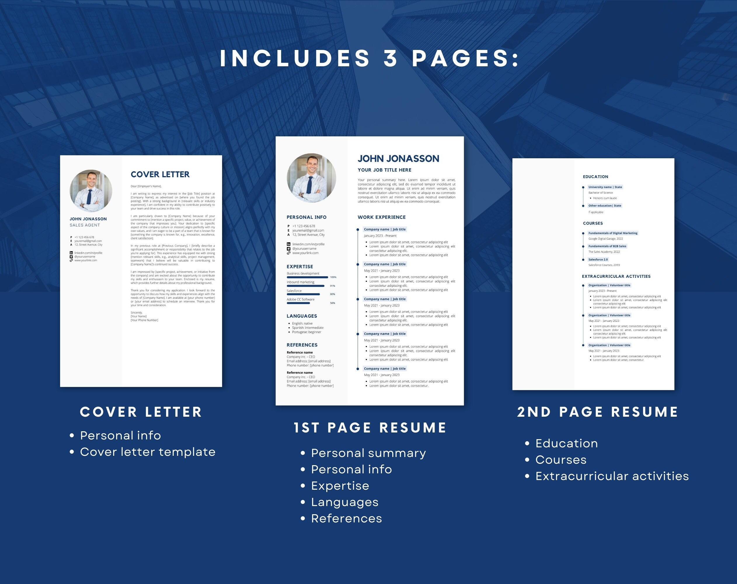 Professional Resume / CV for Men: ATS Friendly and Fully - Etsy