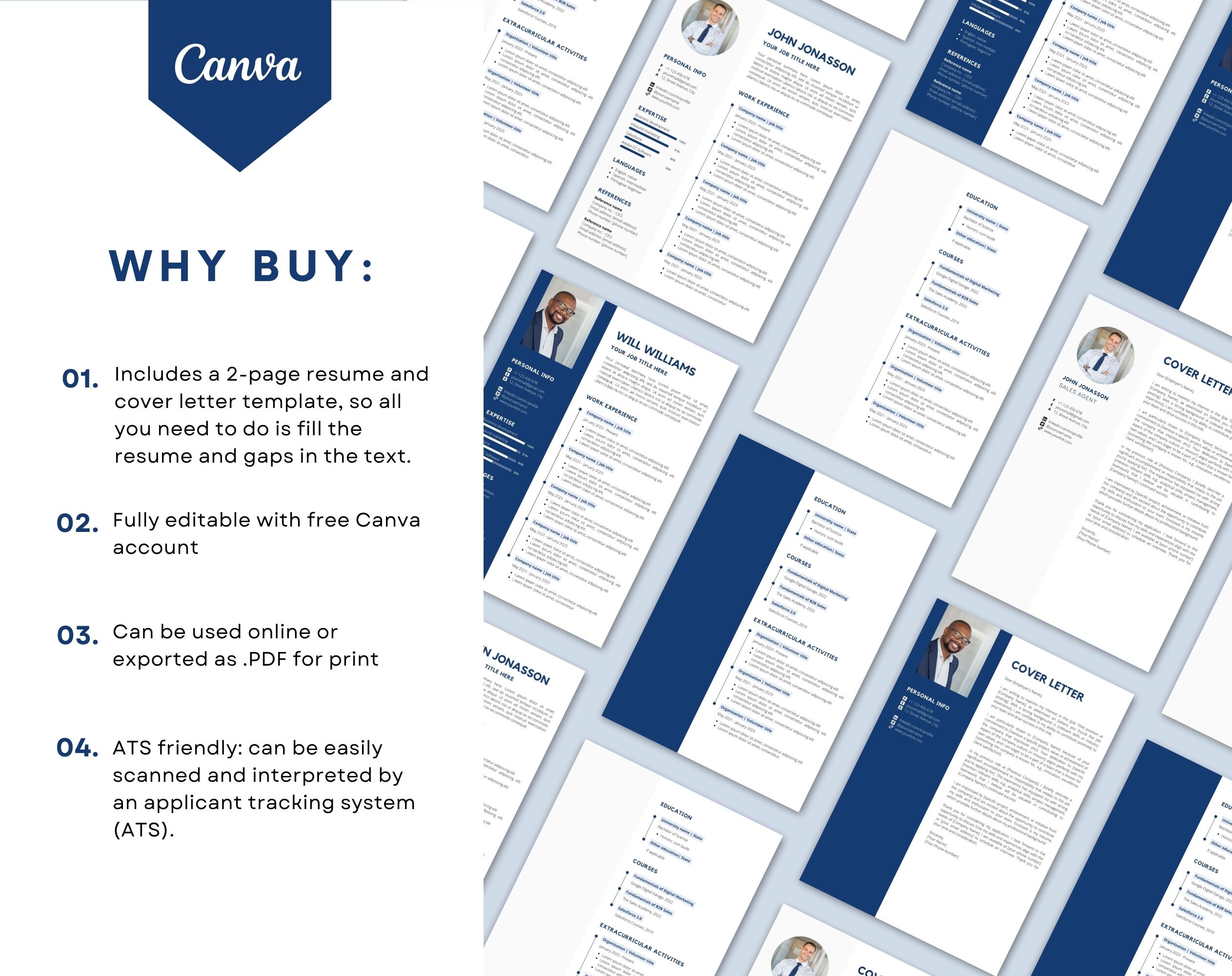 Professional Resume / CV for Men: ATS Friendly and Fully - Etsy