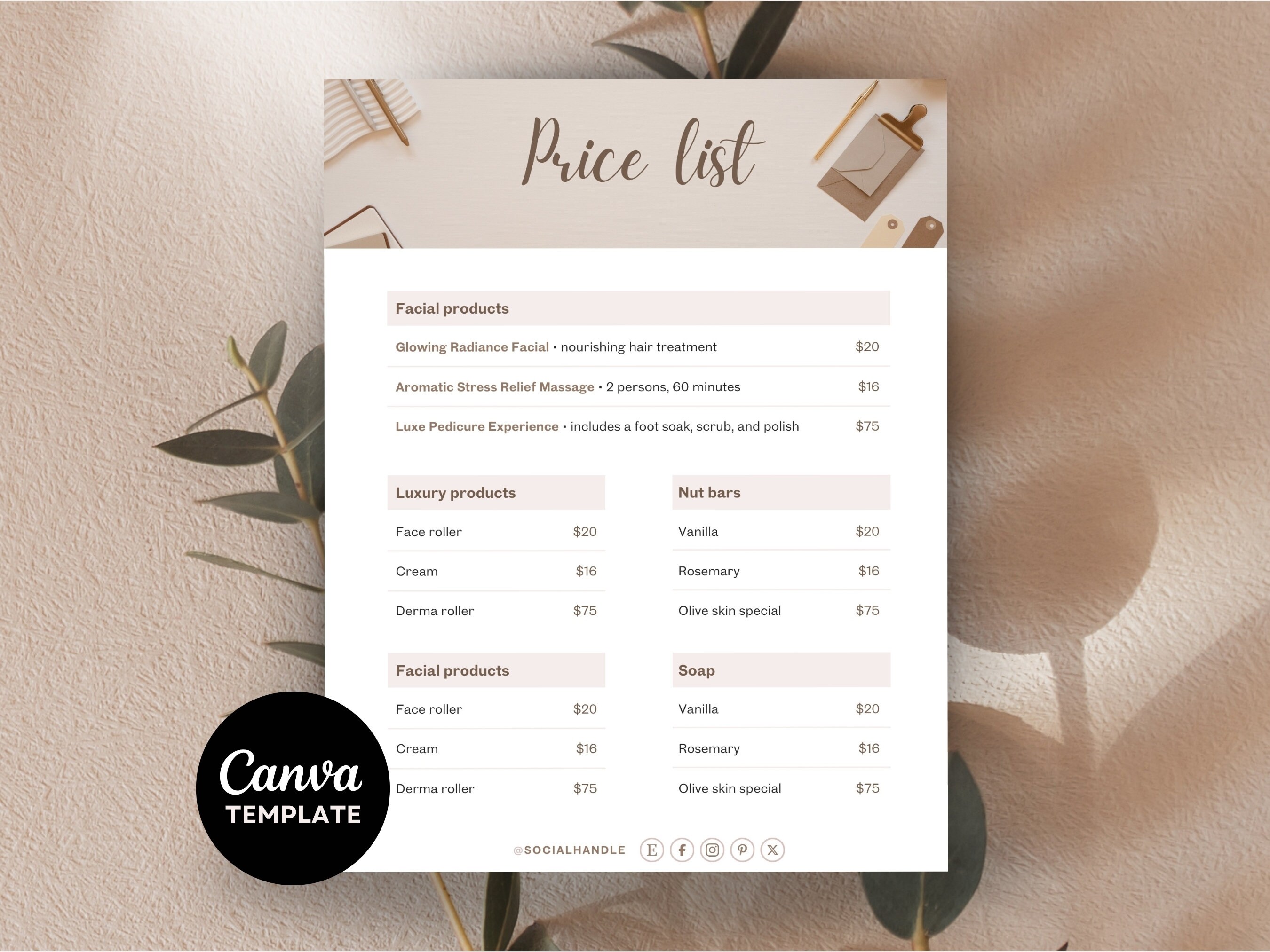 Editable Price List Canva Template for Small Businesses | Business ...
