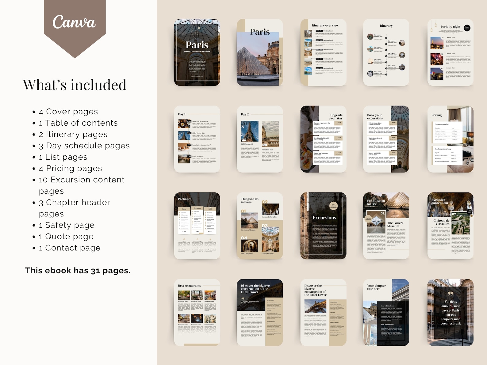 Travel Agent Itinerary Proposal Brochure Template | With Pricing, Fully ...