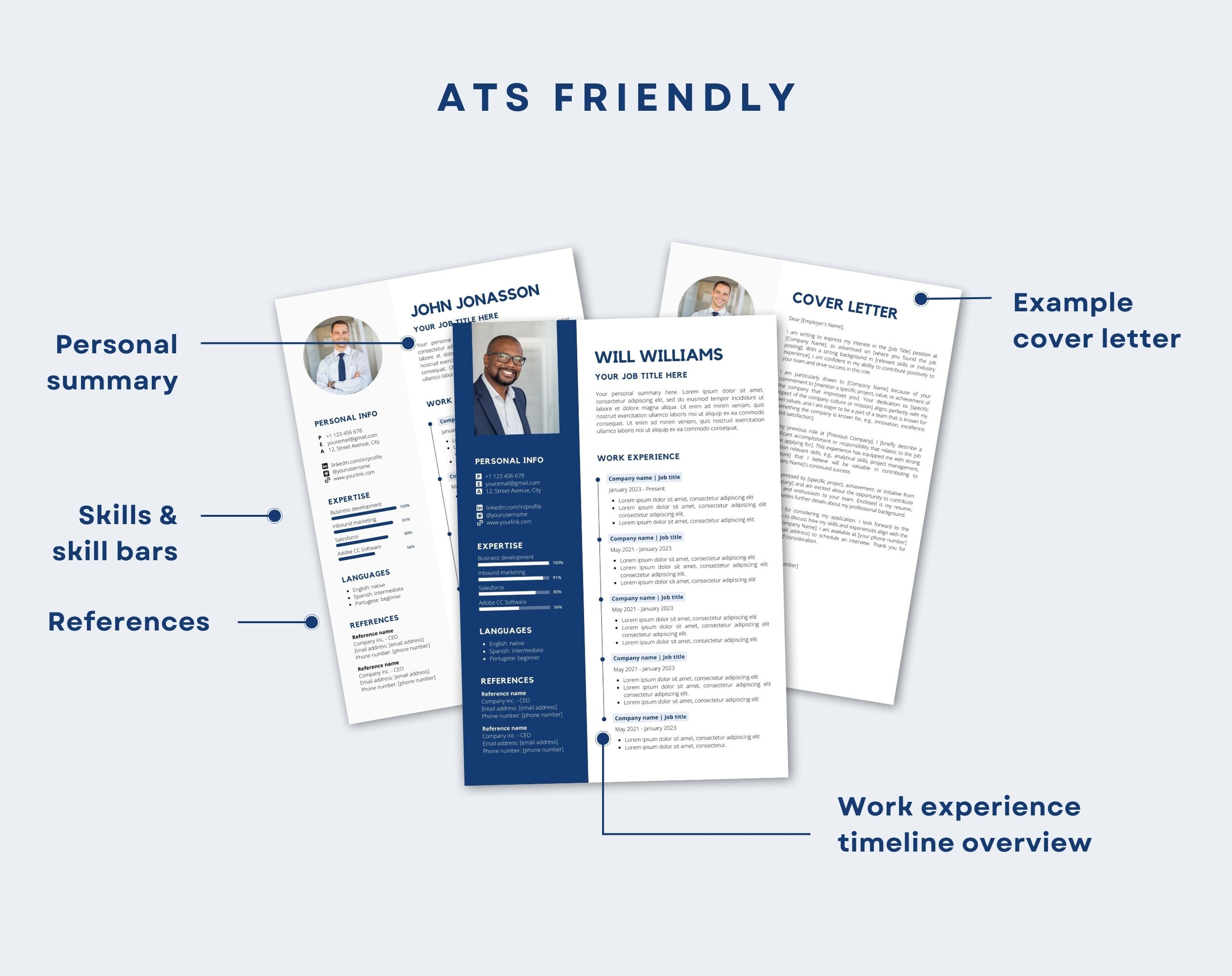Professional Resume / CV for Men: ATS Friendly and Fully Editable Canva ...