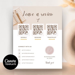 Leave Us a Review Scan QR Code Sign | Customer Feedback Google Review ...