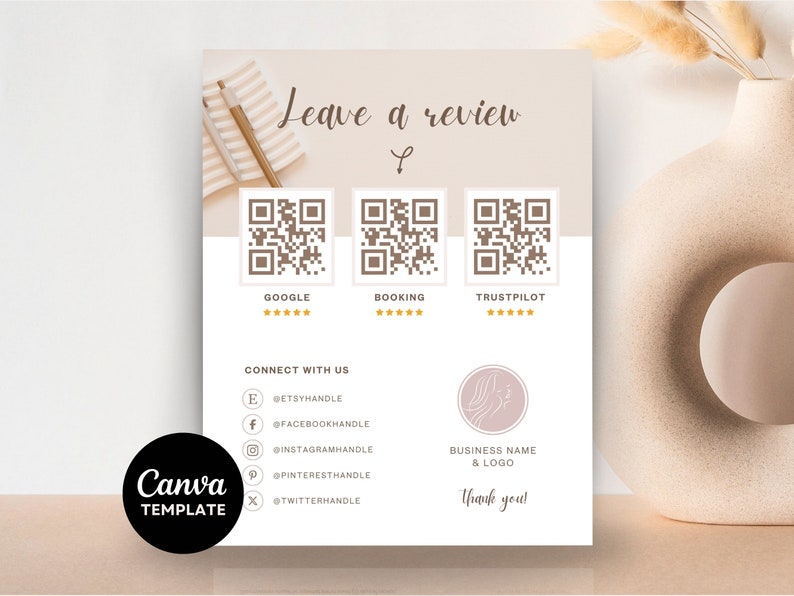 Leave Us a Review Scan QR Code Sign | Customer Feedback Google Review ...