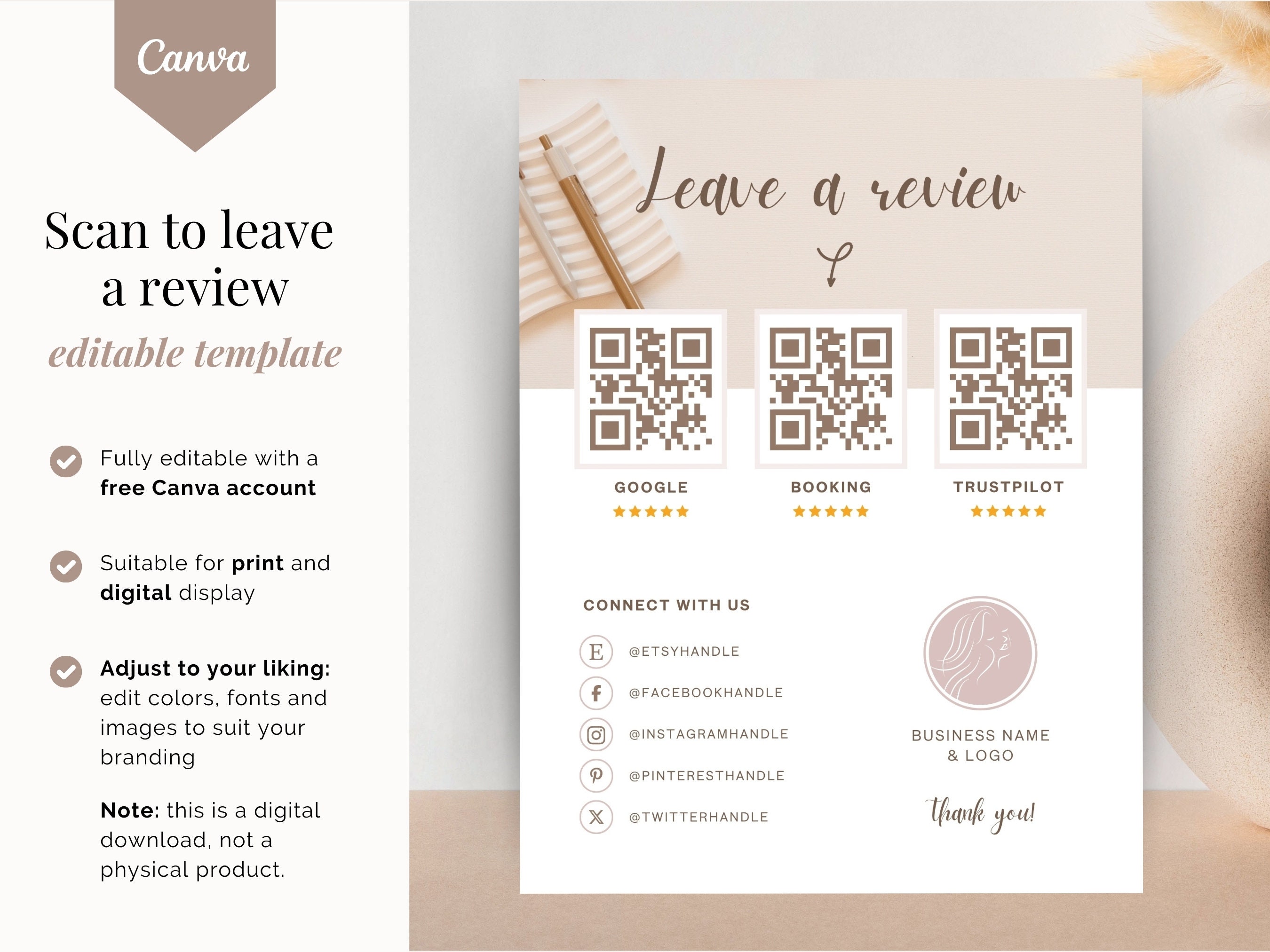Leave Us a Review Scan QR Code Sign | Customer Feedback Google Review ...