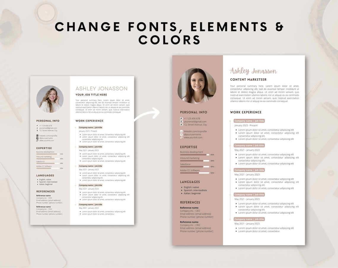 Aesthetic Beige and Pink Resume Template, ATS Friendly and Fully ...