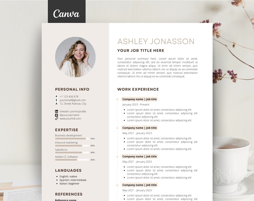 Aesthetic Beige and Pink Resume Template, ATS Friendly and Fully ...