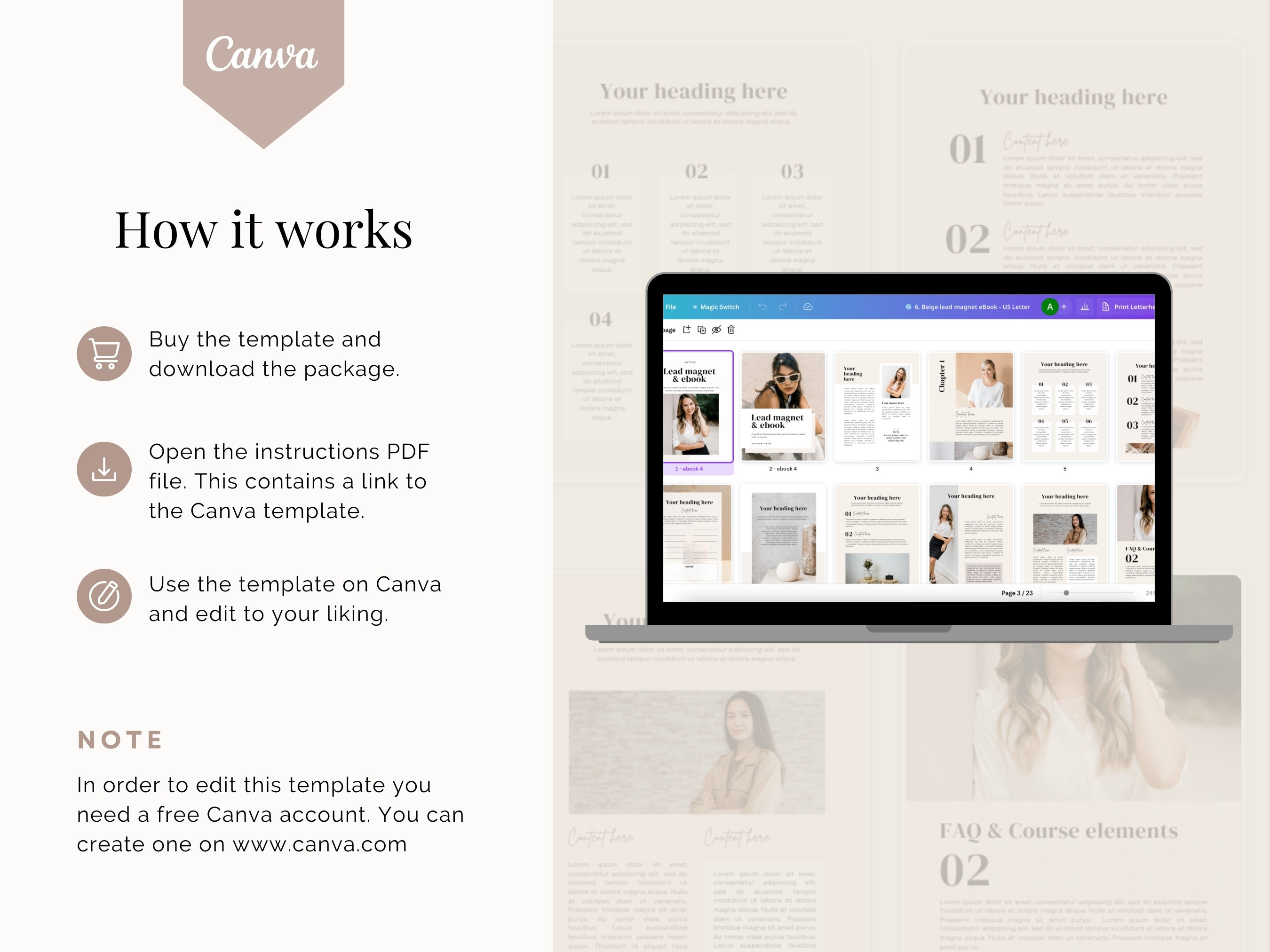 Beige Aesthetic Lead Magnet Ebook Template for Coaches | Fully Editable ...