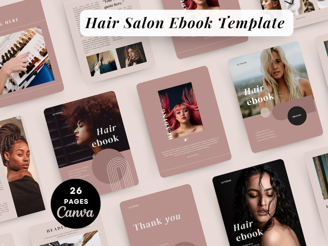 Hair Salon & Hair Styling Ebook Canva Template | Aesthetic Pink ...