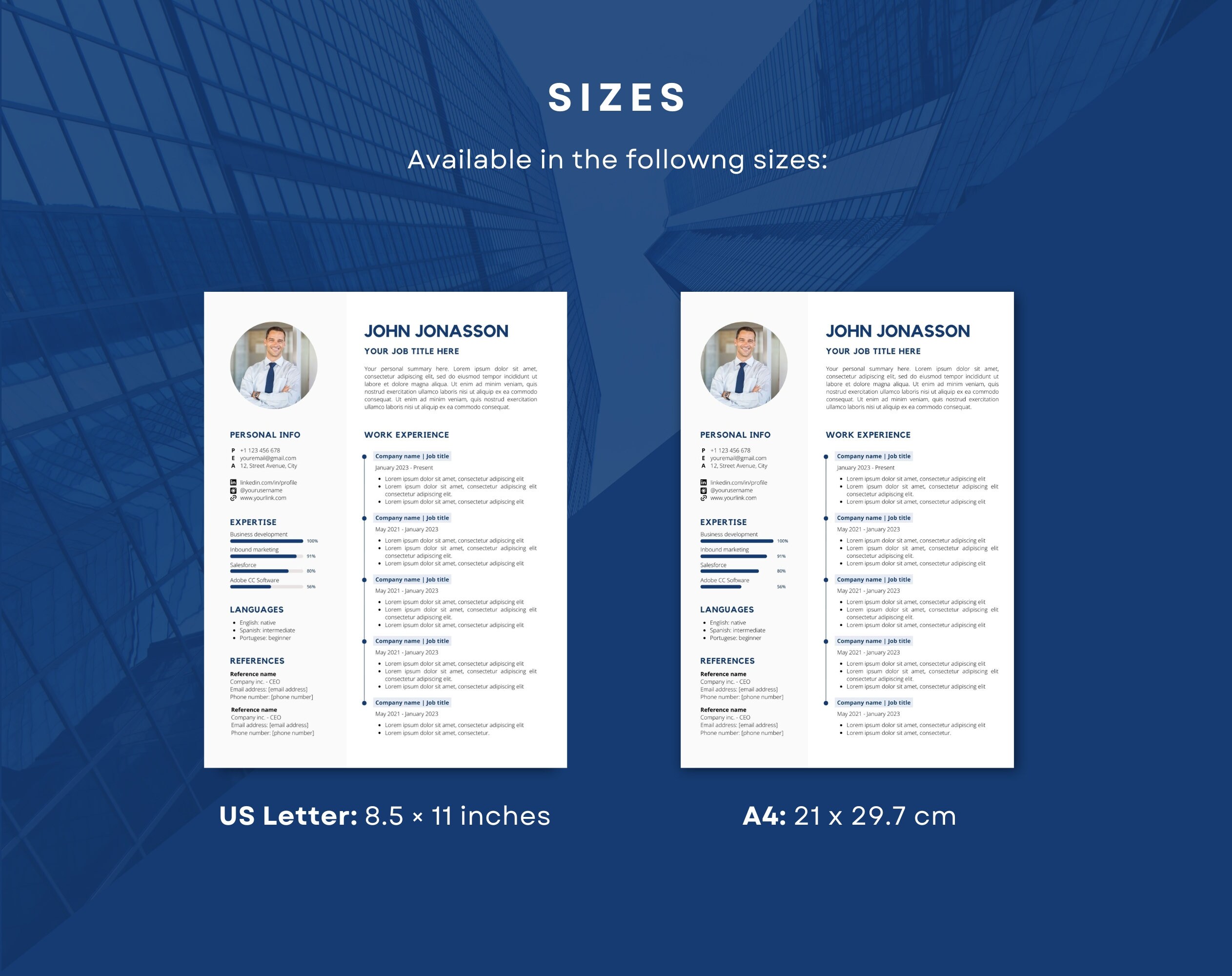 Professional Resume / CV for Men: ATS Friendly and Fully Editable Canva ...