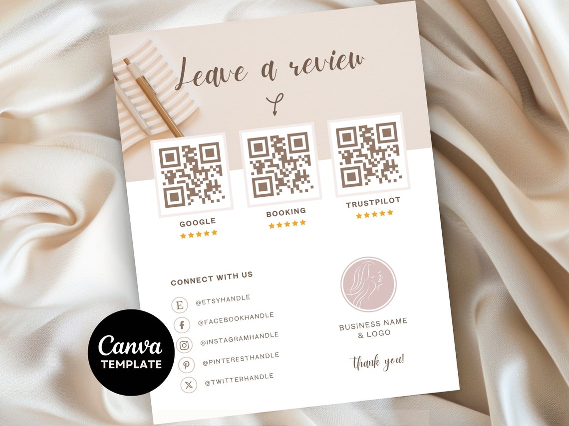 Leave Us a Review Scan QR Code Sign Customer Feedback Google Review ...