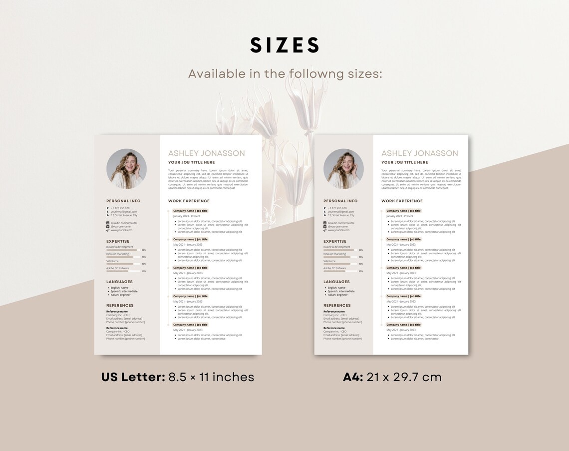 Aesthetic Beige and Pink Resume Template, ATS Friendly and Fully ...