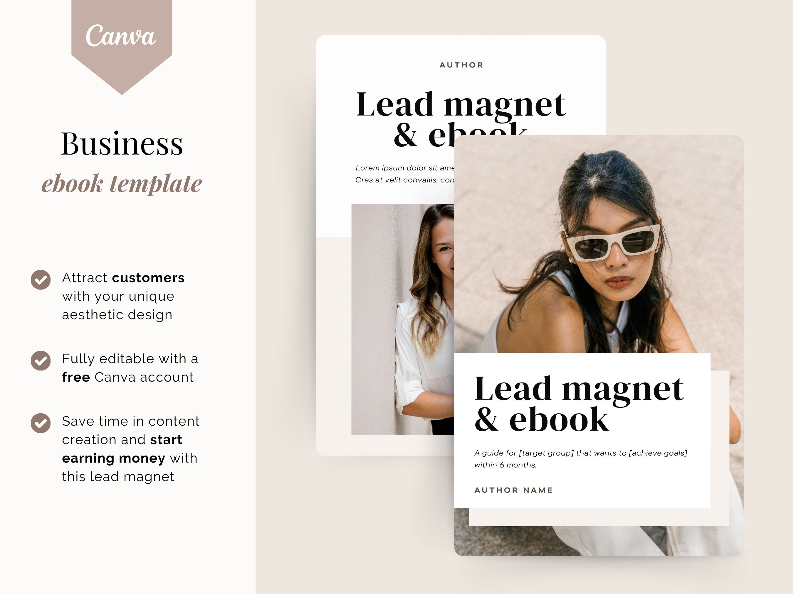 Beige Aesthetic Lead Magnet Ebook Template for Coaches | Fully Editable ...