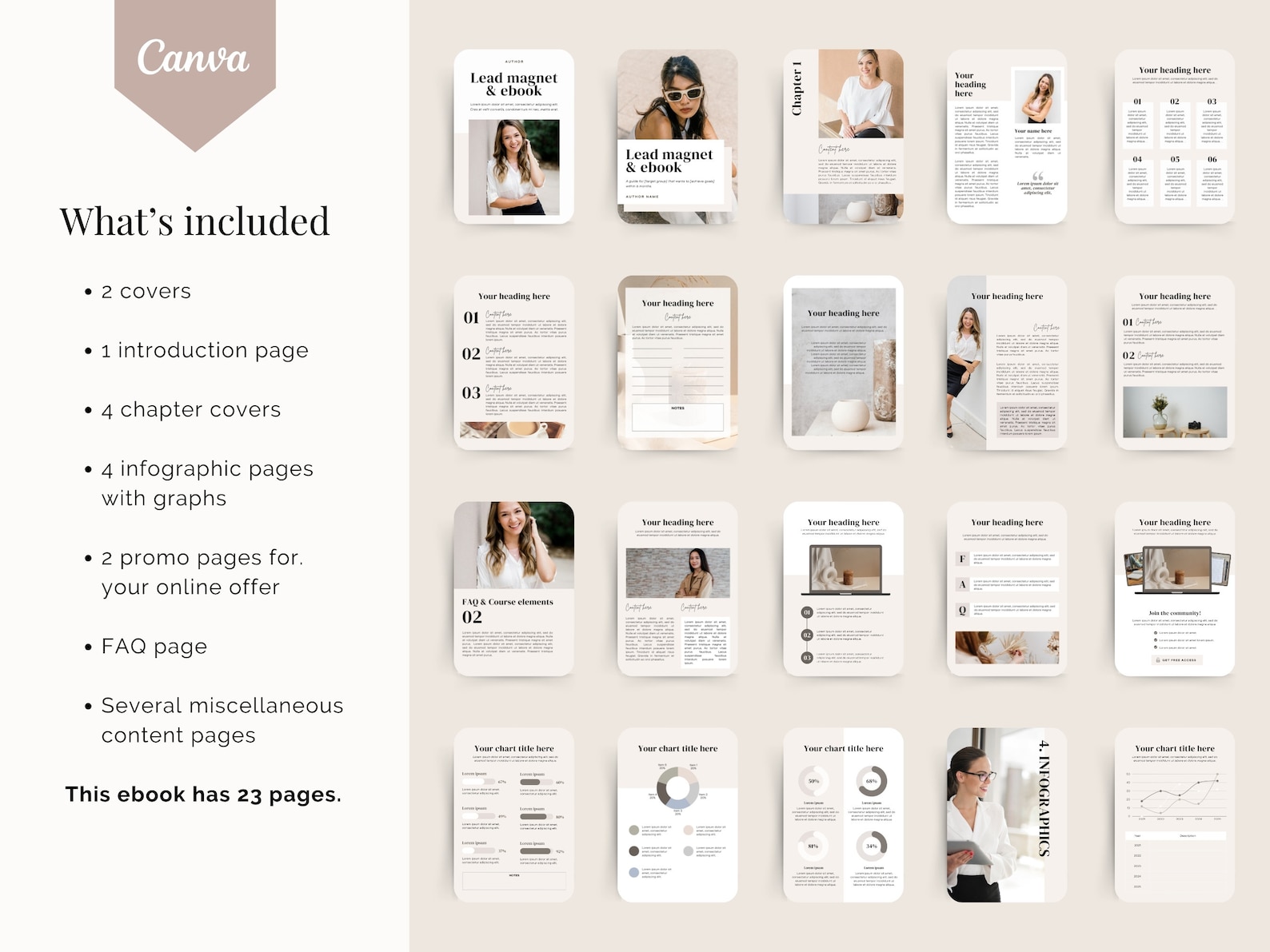 Beige Aesthetic Lead Magnet Ebook Template for Coaches | Fully Editable ...