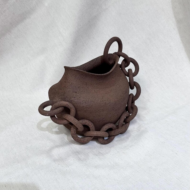 RA | Handmade Stoneware Chain Vase | Sculptural Minimalist Ceramic Vase ...