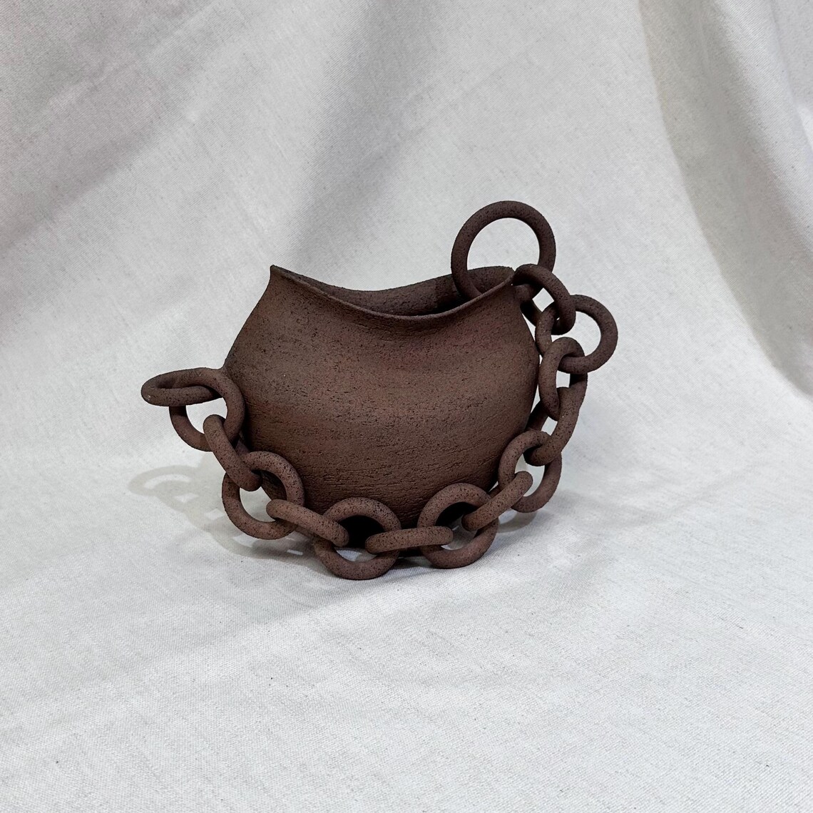 RA || Handmade Stoneware Chain Vase | Sculptural Minimalist Ceramic ...