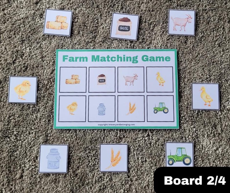 Farm Matching Game: Preschool Printable Activity (digital Download) - Etsy