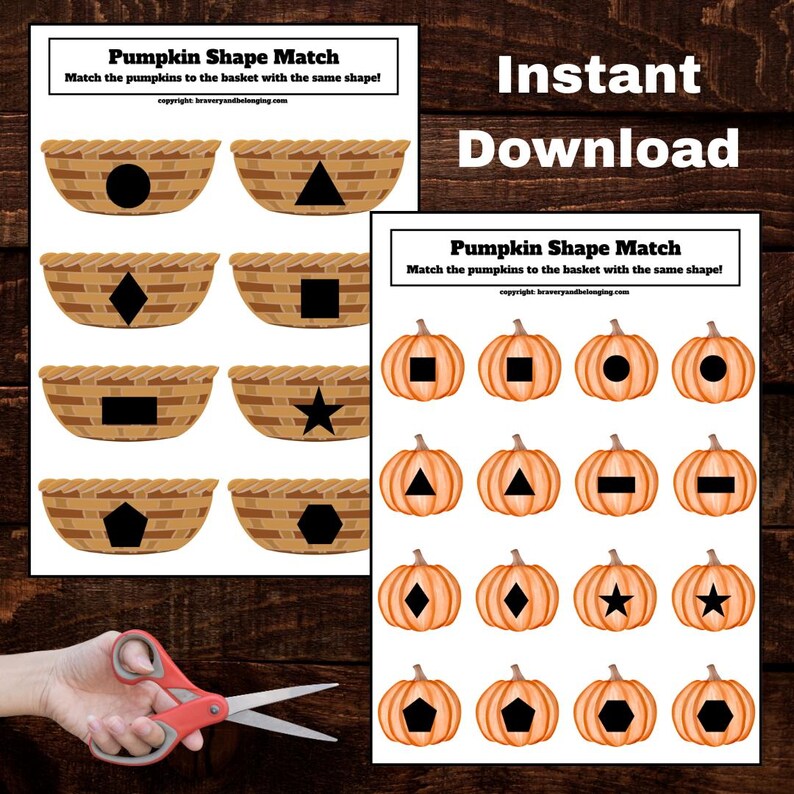 Pumpkin Shape Match Activity | Toddler Fall Activity | Preschool Fall ...