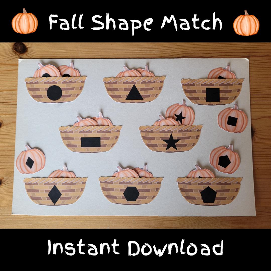 Pumpkin Shape Match Activity | Toddler Fall Activity | Preschool Fall ...