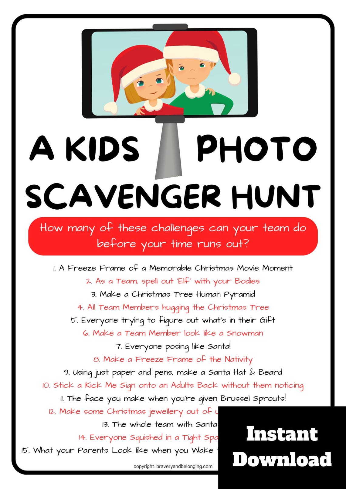 Christmas Photo Scavenger Hunt | Kids Christmas Activity | Kids ...