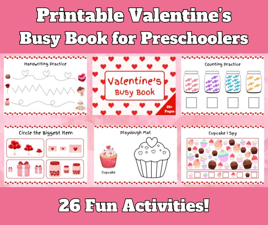 Preschool Valentines Day Busy Book Printable, Learning Binder ...