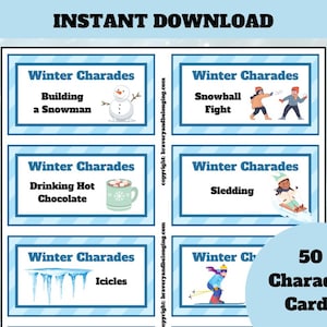 Winter Charades Game, Party, Printable, Family Activities, Classroom ...