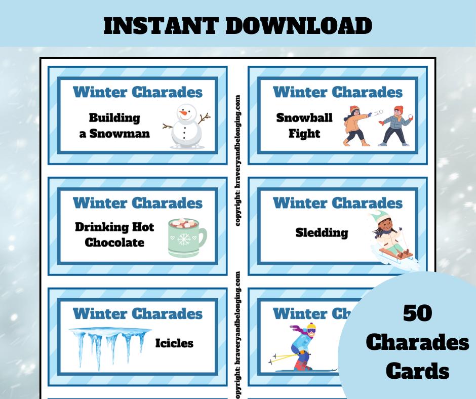 Winter Charades Game, Party, Printable, Family Activities, Classroom ...