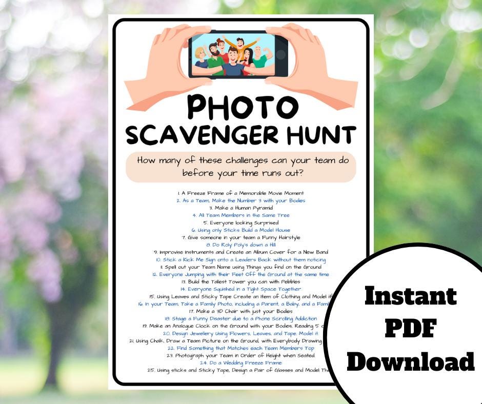 Photo Scavenger Hunt Printable for Kids - Etsy