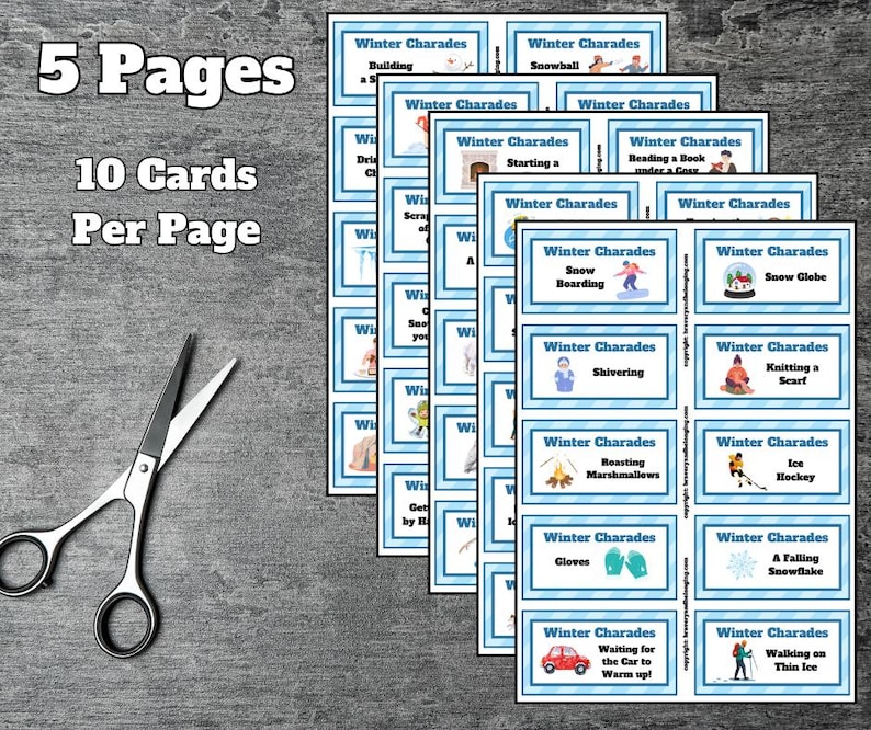 Winter Charades Game, Party, Printable, Family Activities, Classroom ...